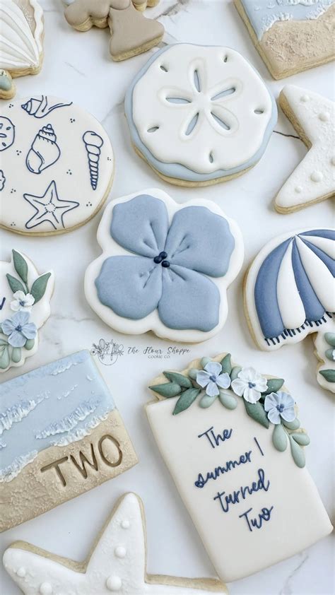 The Summer I Turned Two East Coast Beach Hydrangea Themed Cookies