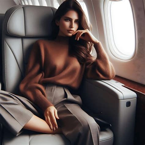 Premium Photo Young Businesswoman Flying First Class On An Airplane