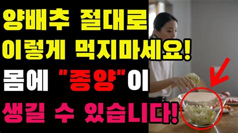 양배추 절대로 이렇게 먹지마세요 종양이 유발됩니다 Youtube