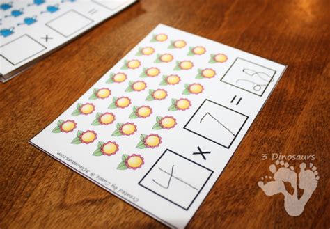 Easy To Use Spring Themed Multiplication Array Cards 3 Dinosaurs