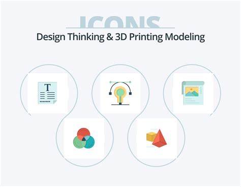 Design Thinking And D Printing Modeling Flat Icon Pack 5 Icon Design Brosher Wallpaper Poster