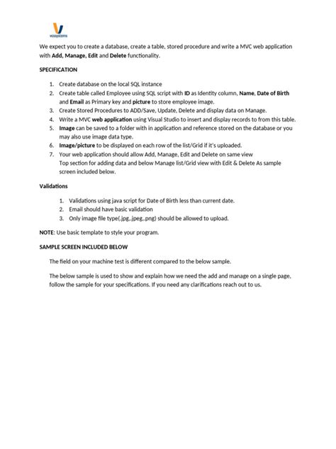 mvc sample application crud spec 1 pdf