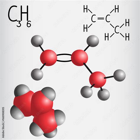 Chemical Formula And Chemical Formula And Molecule Model Of Propylene