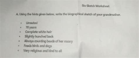 Bio Sketch Worksheeta Using The Hints Given Below Write The Biographic