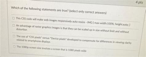 Solved Which Of The Following Statements Are True Select