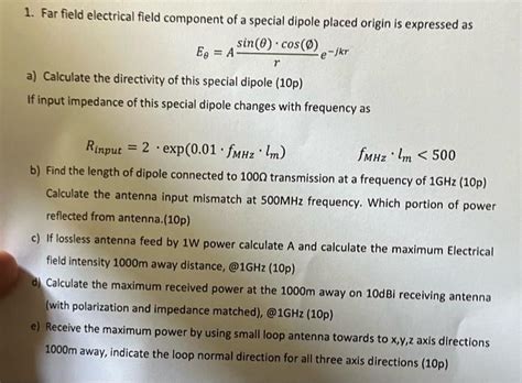 Solved 1. Far field electrical field component of a special | Chegg.com