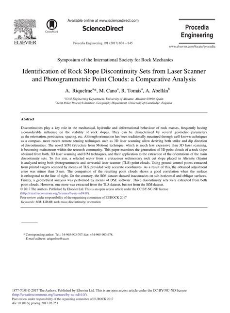 PDF Identification Of Rock Slope Discontinuity Sets From Laser Scanner And Photogrammetric