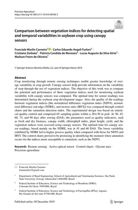 Pdf Comparison Between Vegetation Indices For Detecting Spatial And Temporal Variabilities In