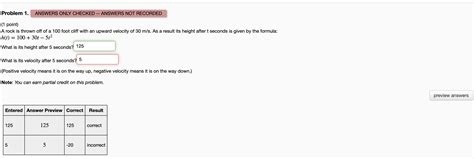 solved problem 1 answers only checked answers not recorded
