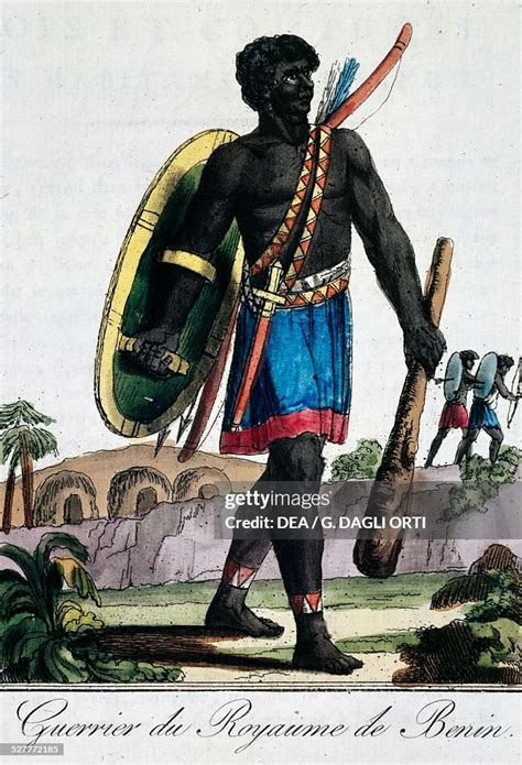 Warrior From Benin Africa Engraving From Travelling Encyclopaedia By