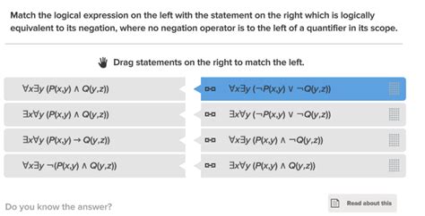 solved match the logical expression on the left with the