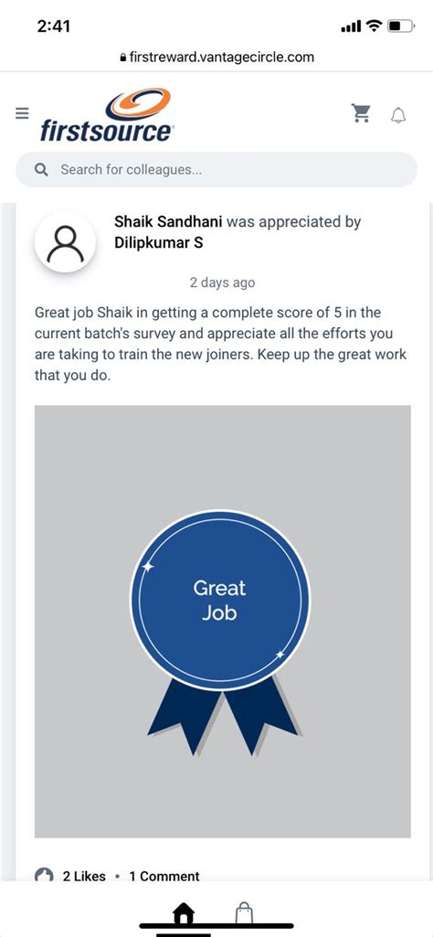 shaik sandhani on linkedin received appreciation from my manager
