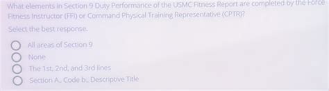 What Elements In Section 9 Duty Performance Of The Usmc Fitness Report