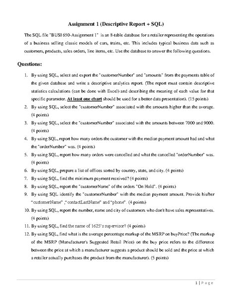 Individual Assignment 1 1 P A G E Assignment 1 Descriptive Report