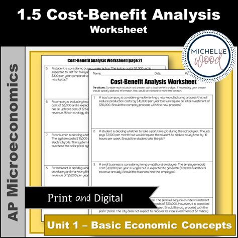 Cost Benefit Analysis Worksheet Michelle Wood