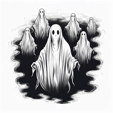 Scary Hand Drawn Ghost Clipart Pack Stock Illustration Illustration