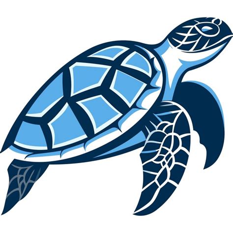 This Vector Illustration Features A Stylized Blue Sea Turtle In A
