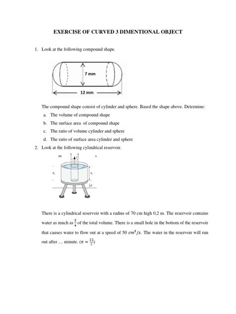 Exercise Of Curved 3 Dimentional Object Pdf Home And Garden