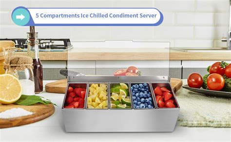 Moligou Servidor De Condimentos Refrigerado De Acero Inoxidable Con