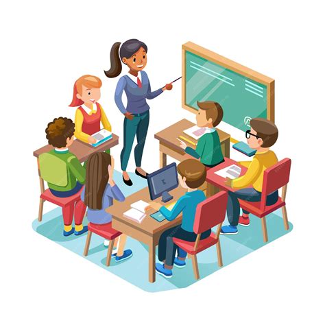 Premium Vector A Teacher Teaching In The Classroom Vector Illustration