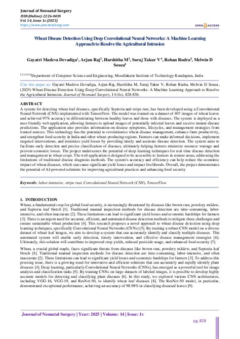 Pdf Wheat Disease Detection Using Deep Convolutional Neural Networks A Machine Learning