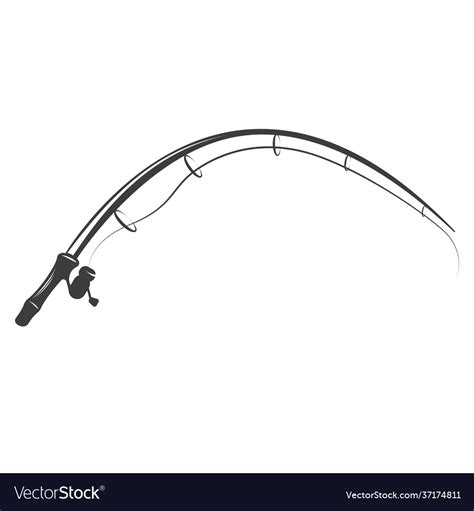 Fishing Rod Silhouette Isolated On White Vector Image