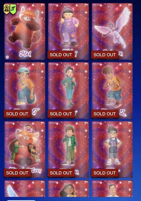 Topps Disney Collect Turning Red Character Collection Full Setawards