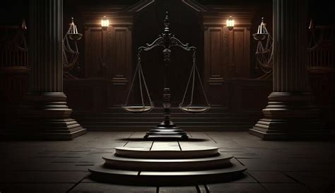 Premium Ai Image Scales Of Justice In The Dark Court Hall Law Concept