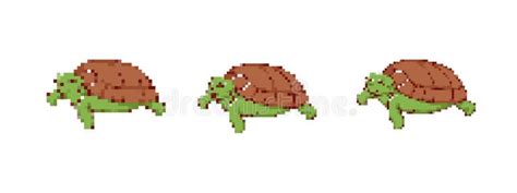 Mosaic Pixel Art Turtle Icon With Retro Sprite Style In Three Different