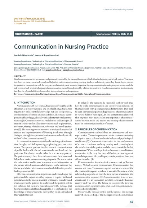 Pdf Communication In Nursing Practice