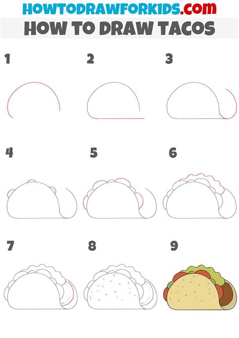 How To Draw A Taco Taco Drawing Drawing Tutorial Easy Easy Disney