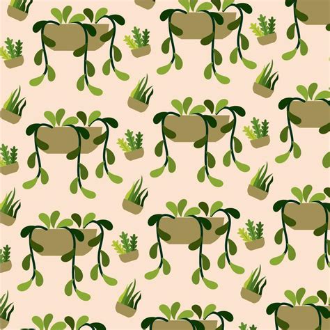Seamless Pattern Background With Indoor Plant Icons Vector 28154506 Vector Art At Vecteezy