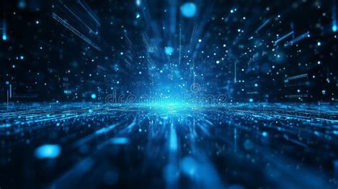 Futuristic Digital Matrix World With A Blue Energy Field Spreading Into