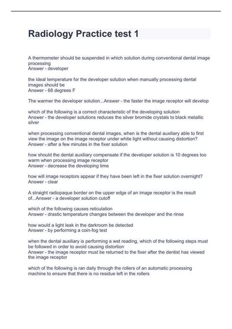 Radiology Practice Test Questions And Answers 20242025 With Complete