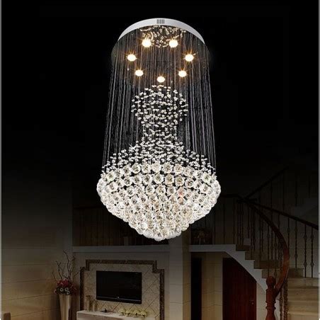Lustre Redondo Luz De Teto De Cristal Iluminação De 100cm Lustres De