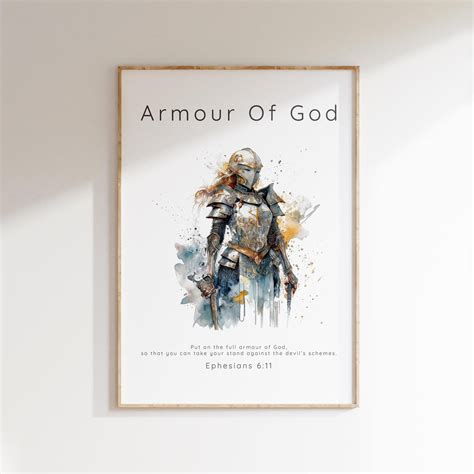 Full Armour Of God Bible Verse Wall Art Print Ephesians 6 11 Scriptur