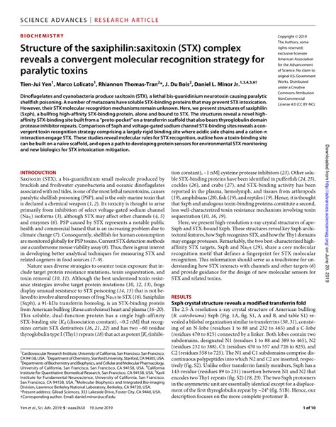 Pdf Structure Of The Saxiphilinsaxitoxin Stx Complex Reveals A
