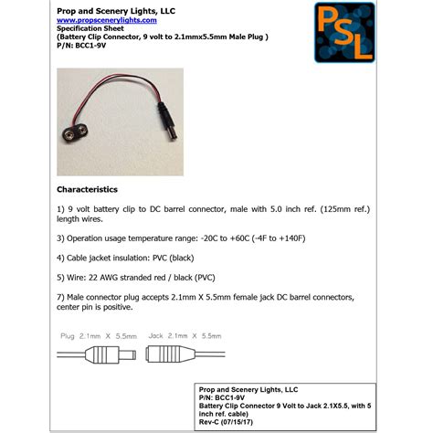 9 Volt Battery Clip To Dc Barrel Connector — Prop And Scenery Lights
