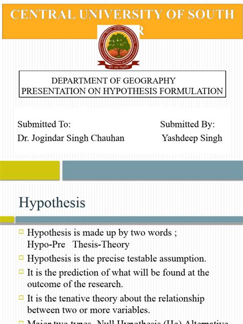 Hypothesis Formulation Pdf