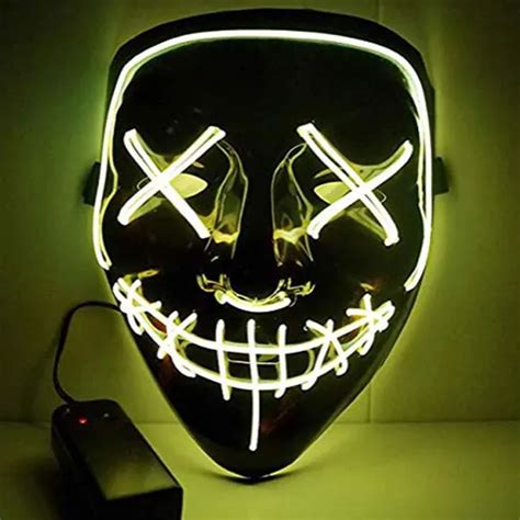 Scary Mask Cosplay Led Costume Mask El Wire Light Up For Halloween