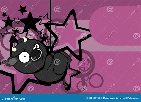 Grumpy Kawaii Black Bull Cartoon Background Vector Illustration