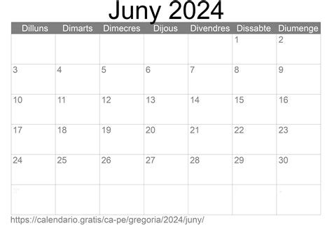 Calendari Juny 2024 Dperú En Català Festius I Fase Lunar
