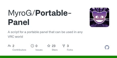 Github Myrogportable Panel A Script For A Portable Panel That Can Be Used In Any Vrc World
