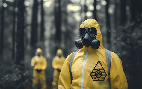 Premium Ai Image A Person In A Chemical Protection Suit Against