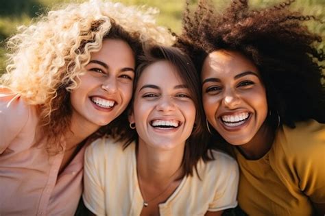 Premium Ai Image Happy Girls Laughing Loudly In The City Street