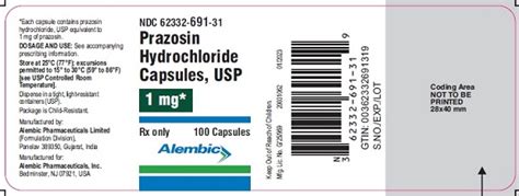 Prazosin Hydrochloride Capsules Usp For Oral Use