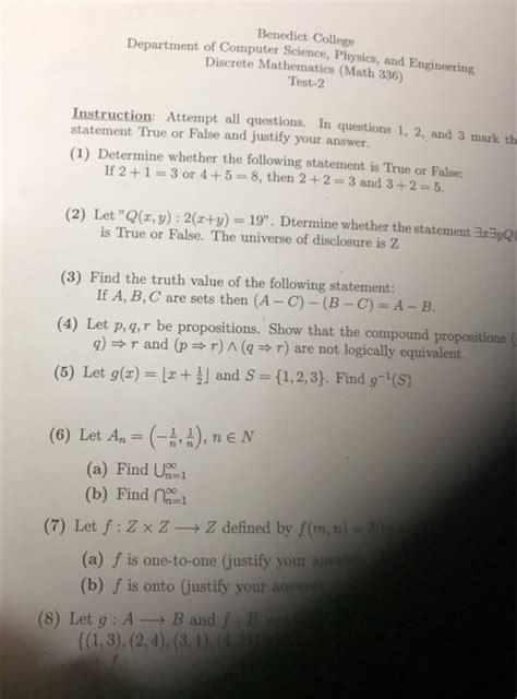 Solved Benedict College Department Of Computer Science