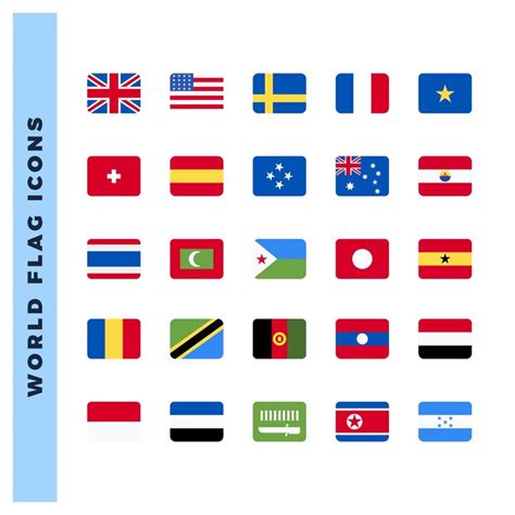 Premium Vector 25 World Flags Rounded Square Icons Pack Vector