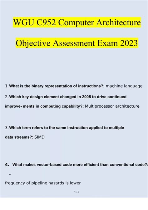 WGU C Computer Architecture EXAM STUDY BUNDLE PACK SOLUTION Verified Stuvia US