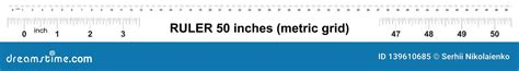 Ruler 50 Inches Metric Inch Size Indicator Decimal System Grid